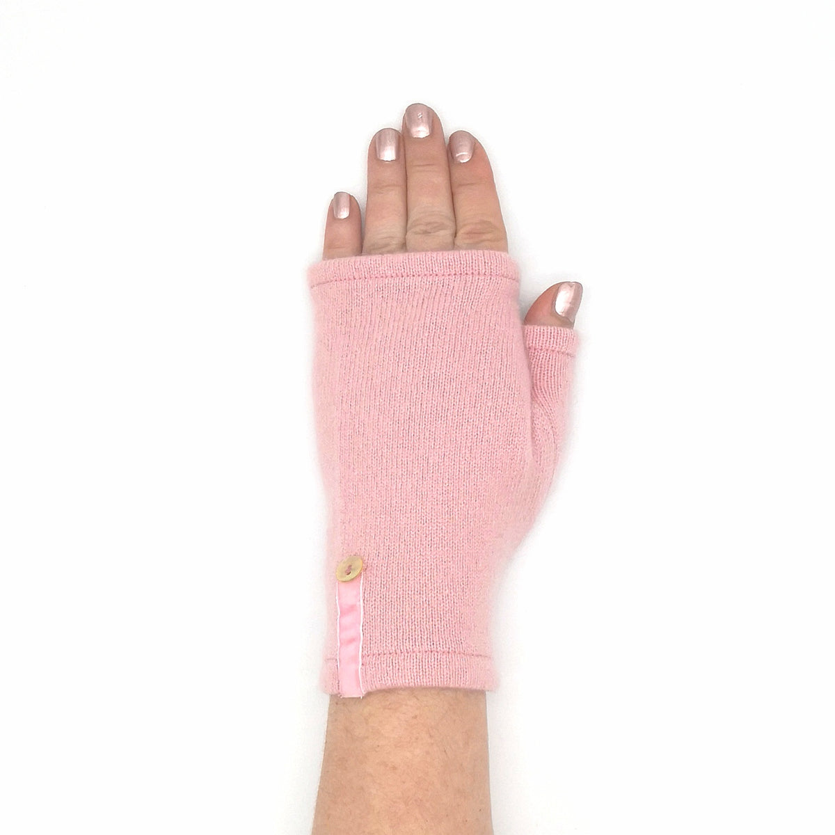 Recycled baby pink cashmere kitten mittens short– Kitten Mittens Seattle